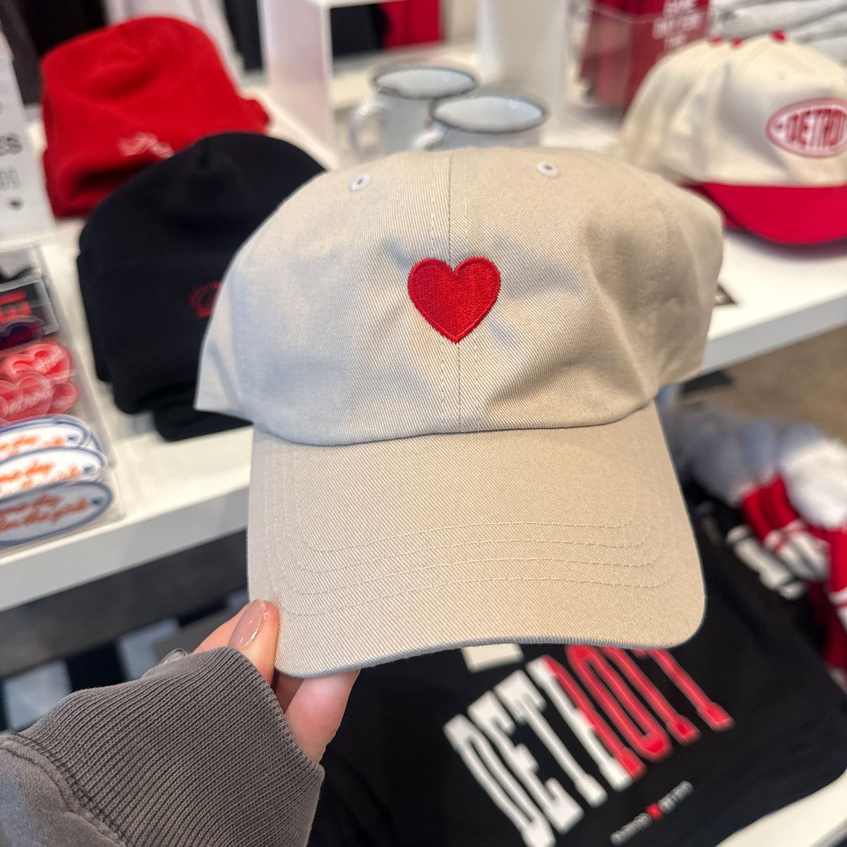 Game Day Embroidered Ivory + Red Heart Hat – Kiloh + Co.