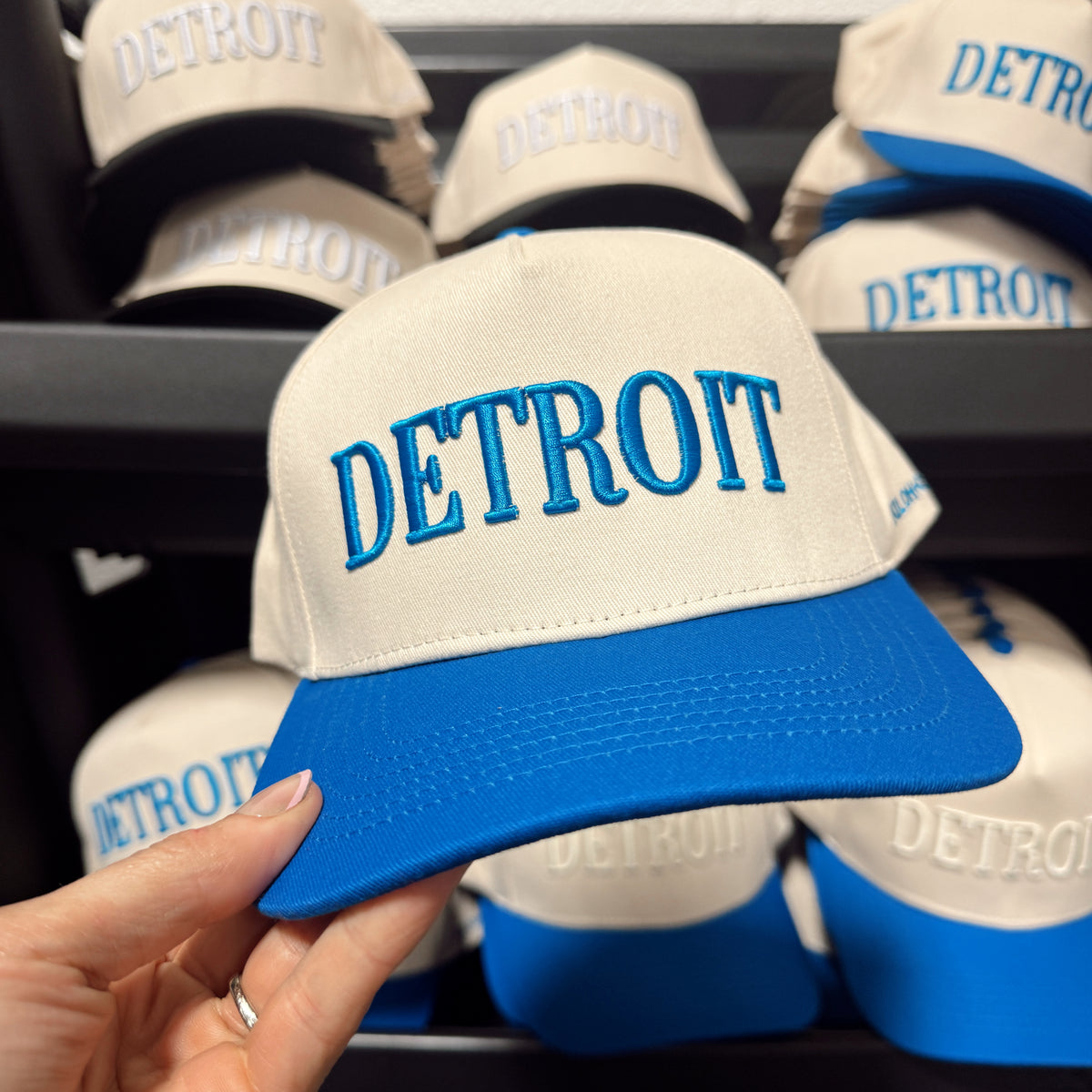 Detroit Blue + Ivory Puffy Embroidered Hat – Kiloh + Co.